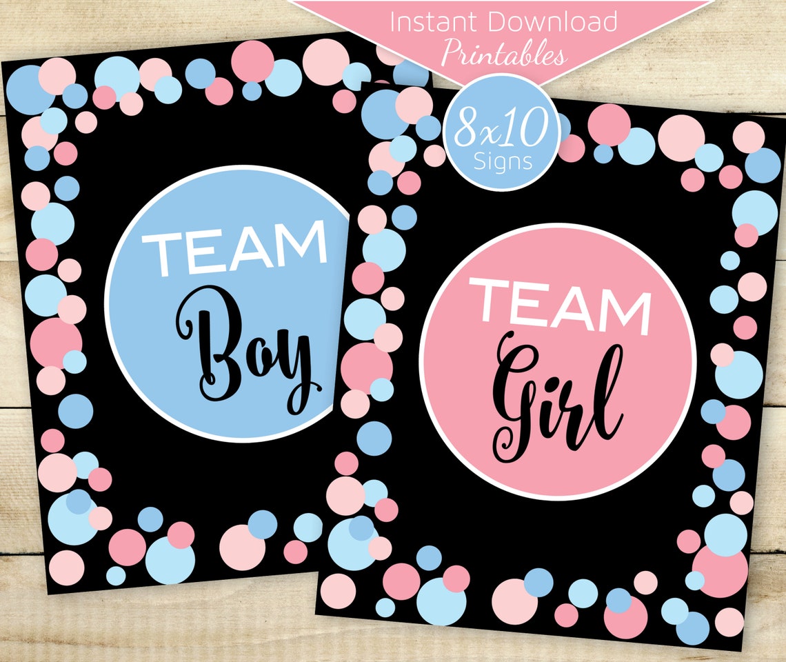 Gender Reveal Team Boy or Team Girl 8x10 Table Sign Printable - Etsy