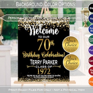 Class Reunion Birthday Celebration Welcome Sign Printable | Gold ...