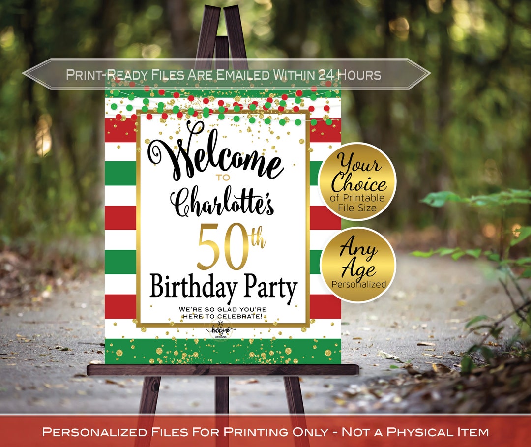 Italian Birthday Welcome Sign: Red, Green, Gold Confetti (personalized ...