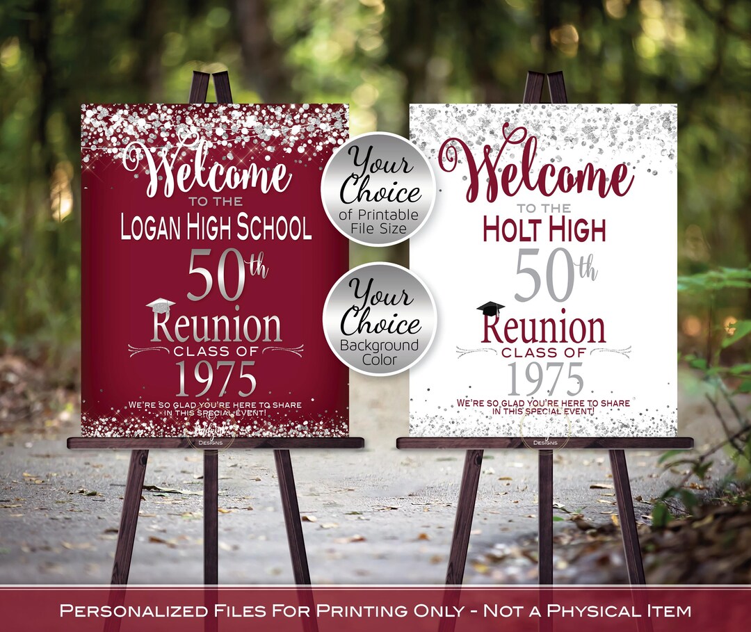 Class Reunion Personalized Welcome Sign Printable File | Silver ...