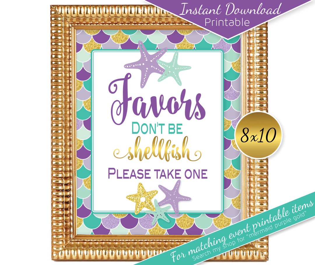 Mermaid Favors 8x10 Table Sign Don't Be Shellfish - Etsy