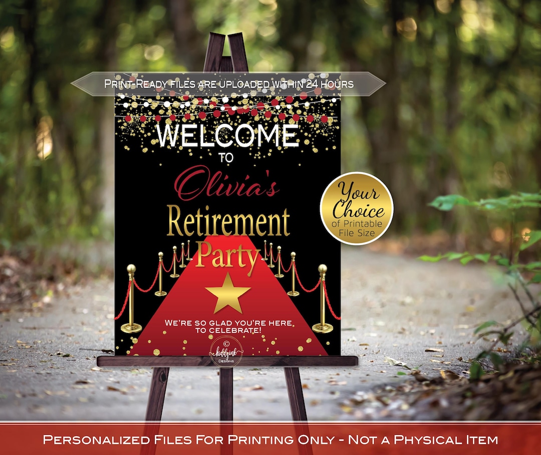 Red Carpet Retirement Party Personalized Welcome Sign Printable ...