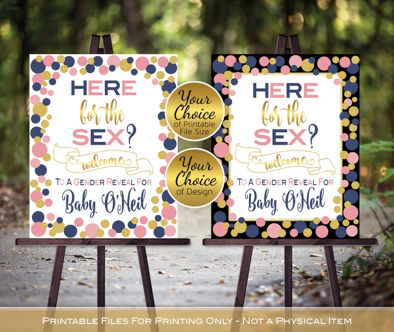 Here For The Sex Gender Reveal Personalized Printable Welcome Etsy