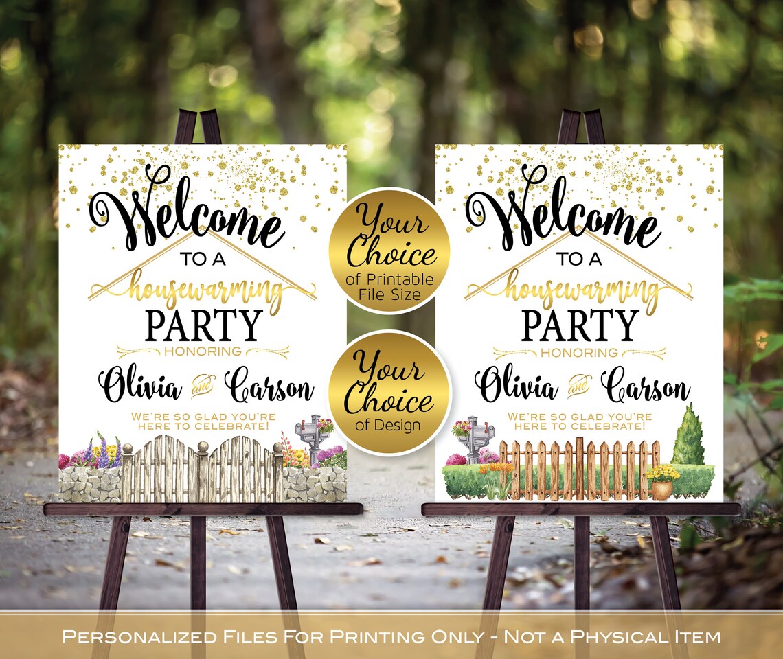 Housewarming Party Welcome Sign Printable Gate Stone Wall or - Etsy