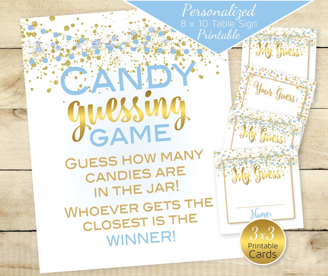 Candy Guessing Game 8x10 Table Sign and 3x3 Card Printables | Baby ...