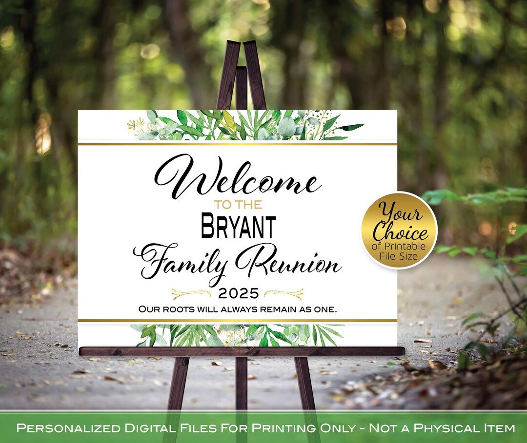 Family Reunion Personalized Welcome Print-ready Sign | Greenery ...