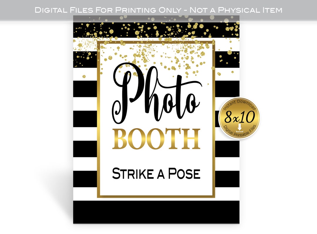 Photo Booth Prop 8x10 Sign Printable Birthday Wedding Anniversary Black ...