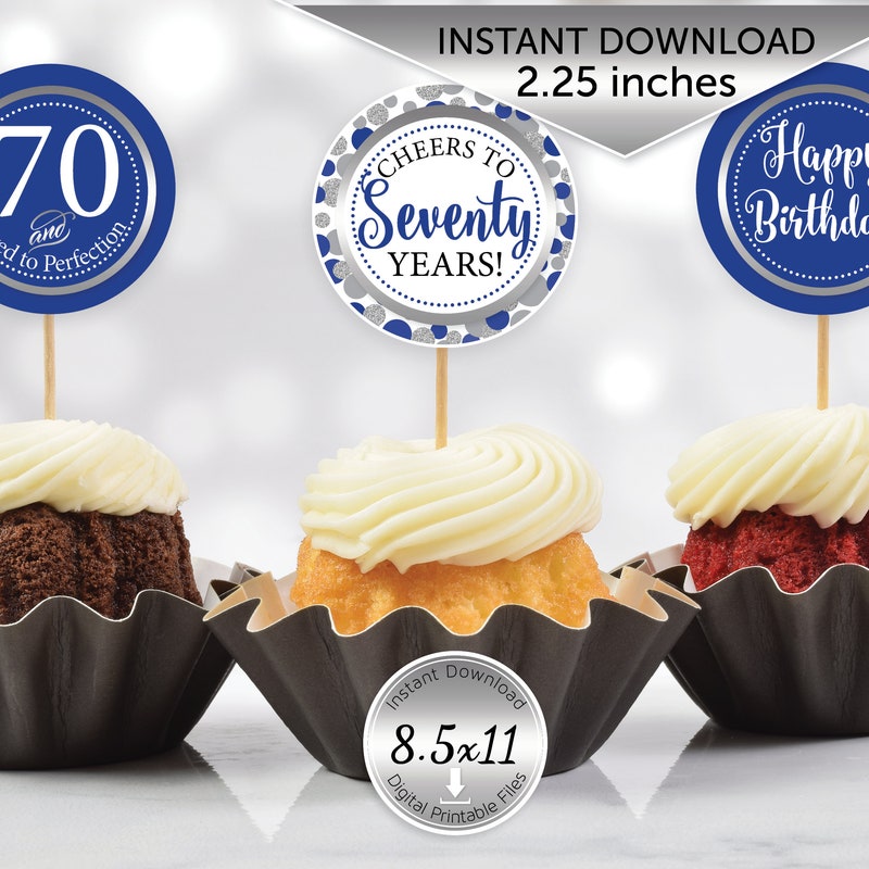 Blue Cupcake Toppers - Etsy