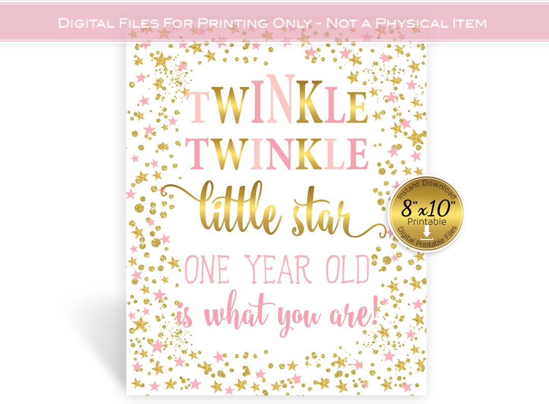 Twinkle Little Star One Year Old is What You Are Pink and - Etsy
