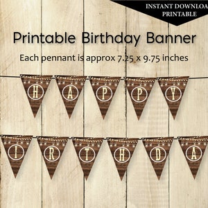 Happy Birthday Pennant Banner | Faux Rustic Wood | Birthday Photo Prop ...