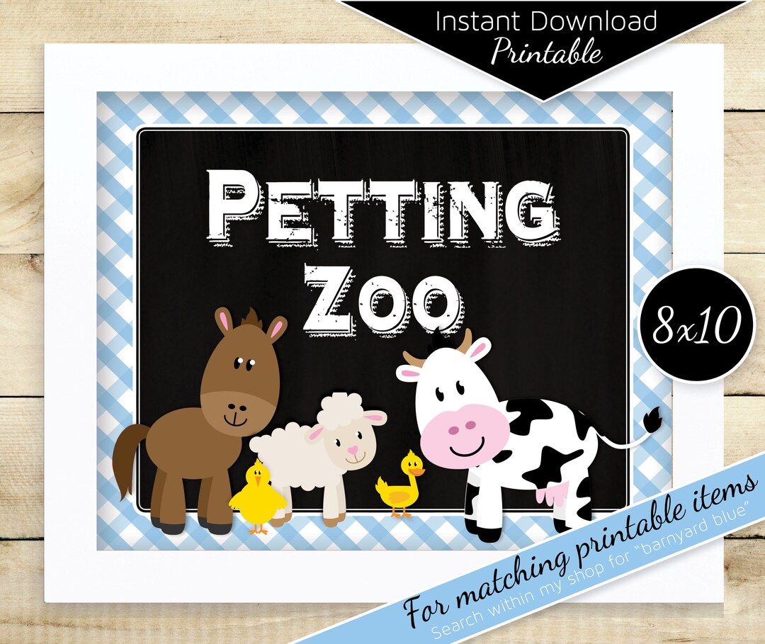 Barnyard Farm Animals Birthday Petting Zoo Table Sign 8 X 10 Faux ...