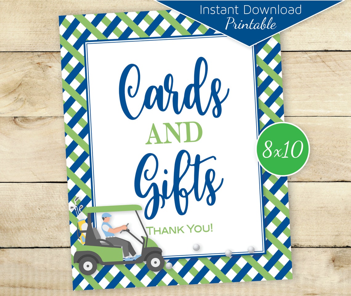 Golf Theme Cards and Gifts 8x10 Printable Table Sign Navy - Etsy