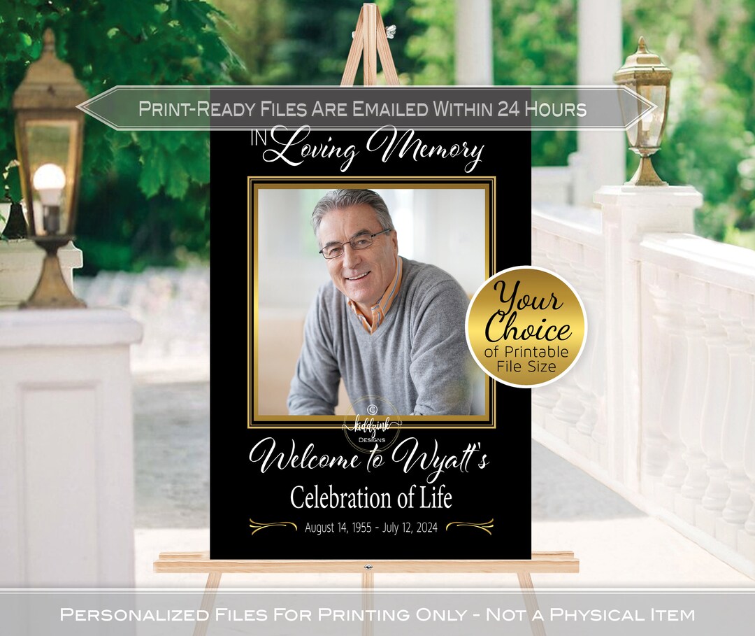 Funeral Welcome | in Loving Memory | Celebration of Life | Black and ...