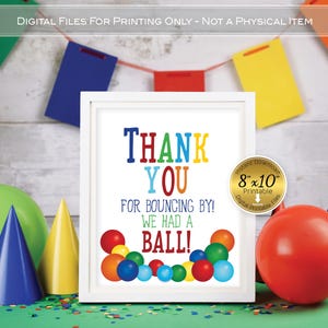 Bouncy Balls Birthday Thank You Favors Sign | 8x10 Printable | Primary ...