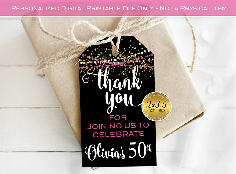 Thank You 2x3 Favor Tags for Birthday | Personalized Printable | Mini ...