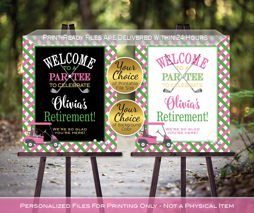 Golf Retirement Party Welcome Sign Printable | Par-tee | Pink and Green ...