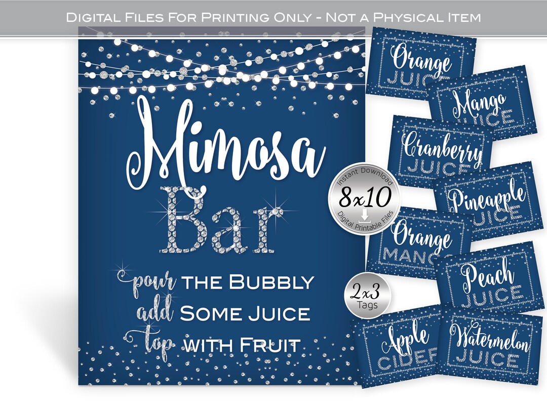 Mimosa Bar Denim and Diamonds 8x10 Table Sign With Juice Tags ...