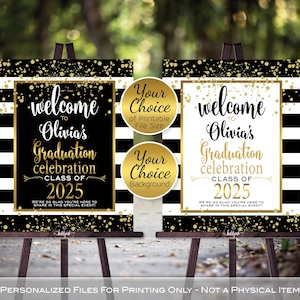 Graduation Celebration Party Welcome Sign Printable | Black White ...