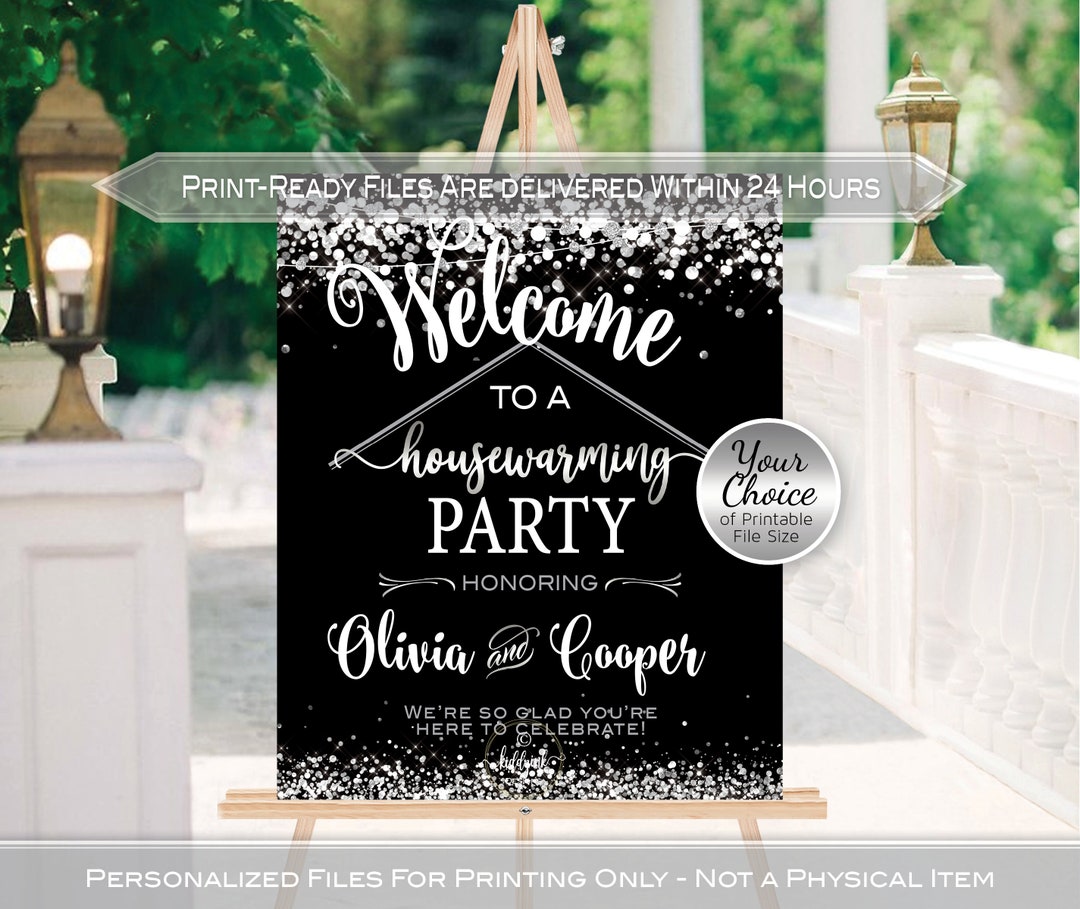 Housewarming Party Welcome Sign Printable | Garland Lights and Faux ...