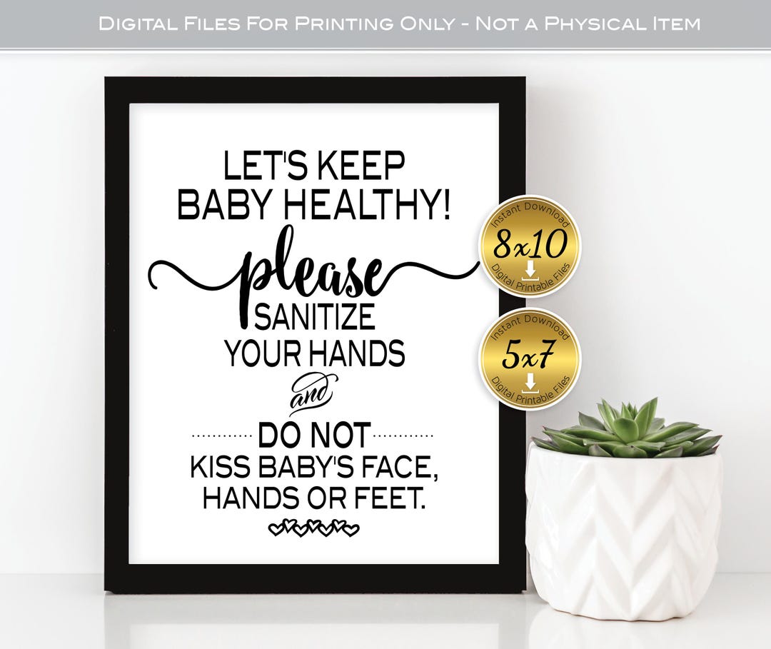 Keep Baby Healthy Rules 8x10 Sign | Baby Shower | Sanitize Hands | Do ...