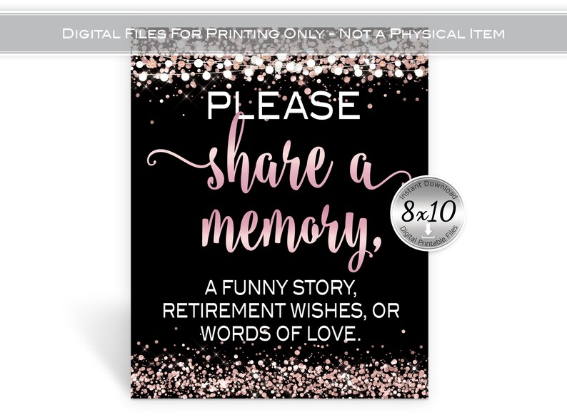 Retirement Share a Memory 8x10 Table Sign Printable | Retirement Wishes ...