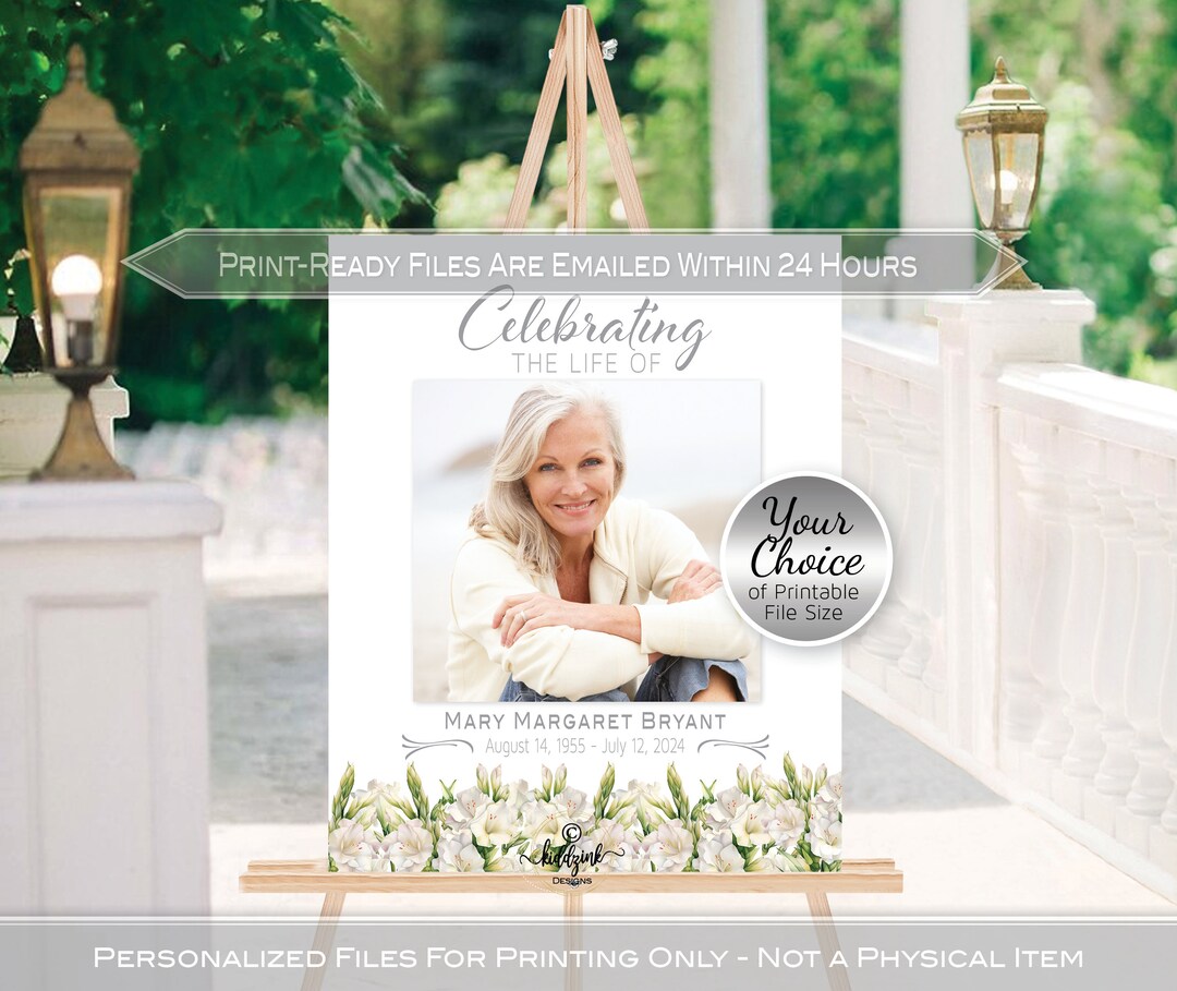Celebration of Life Funeral Welcome Sign Printable With Photo | White ...