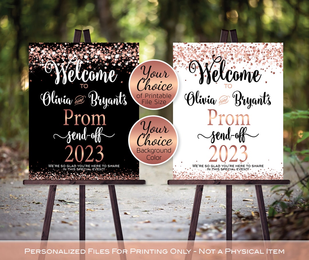 Prom Send-off Party Personalized Welcome Sign Printable Rose - Etsy