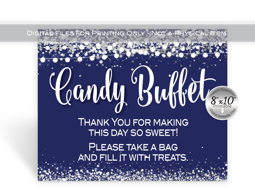Candy Buffet Printable Sign | 8x10 | Birthday | Candy Bar | Navy White ...