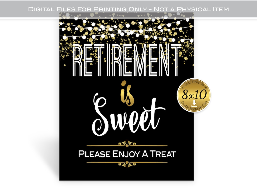 Retirement Treats Table Sign: Gold Confetti Decor (digital Download) - Etsy