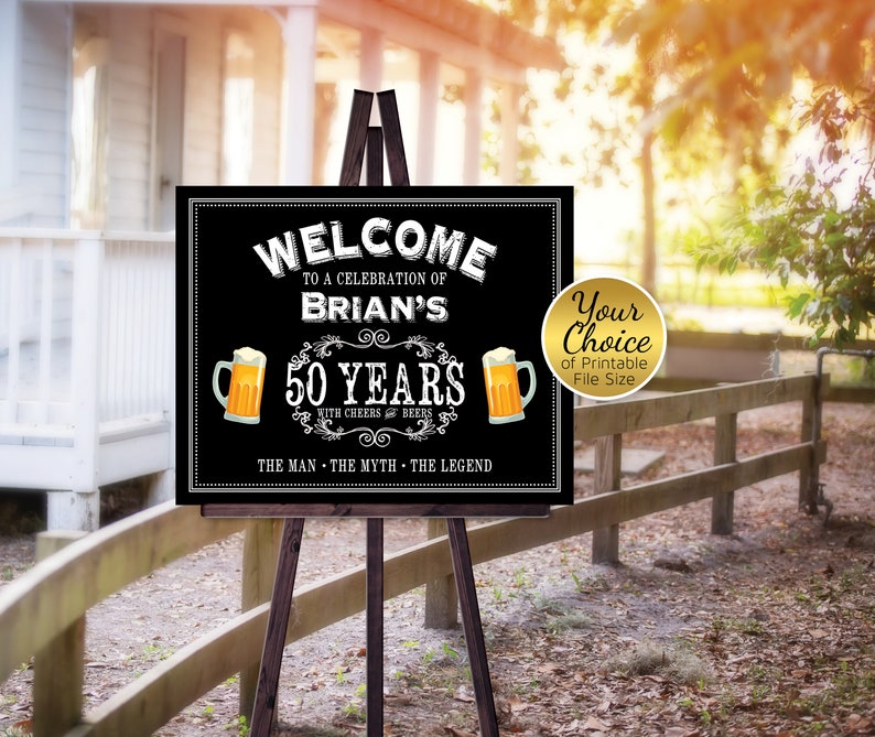 Man's Vintage Any Age Birthday Sign Printables Man Myth | Etsy