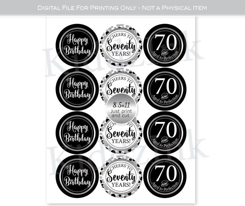 Round Cupcake Toppers 70th Birthday Man Aged to Perfection - Etsy