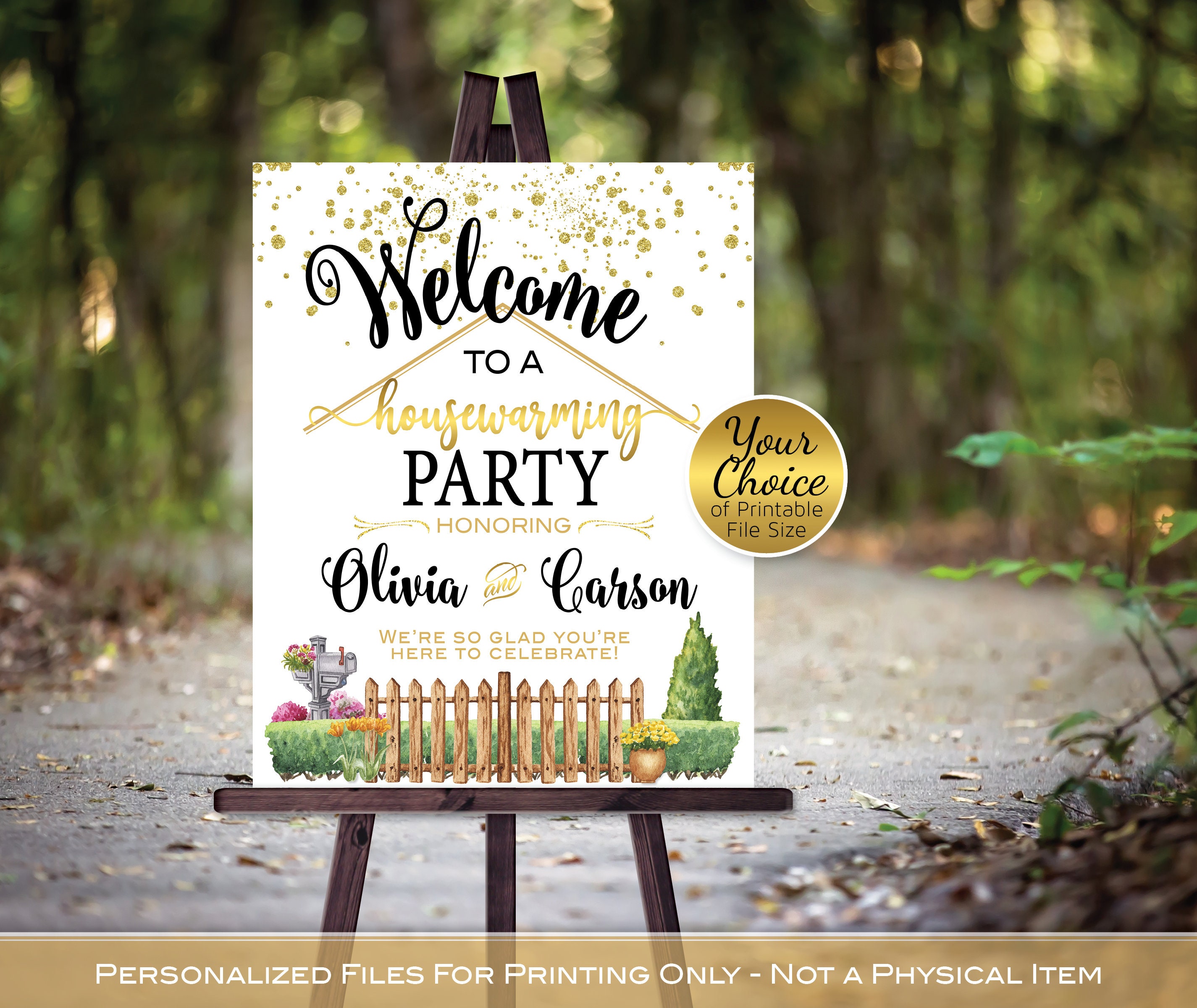 Housewarming Party Welcome Sign Printable Gate Stone Wall or - Etsy