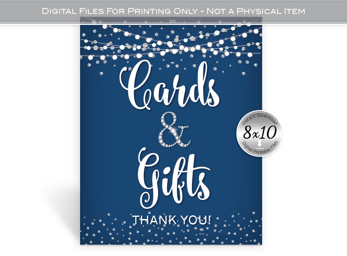 Cards and Gifts Denim and Diamonds Printable 8x10 Sign Navy - Etsy