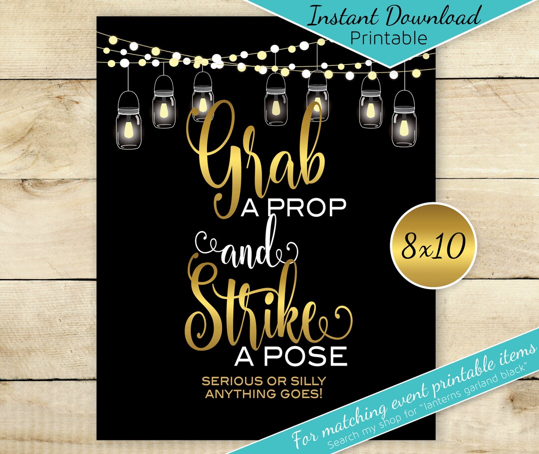 Grab a Prop Photo Booth 8x10 Birthday Printable Lanterns - Etsy