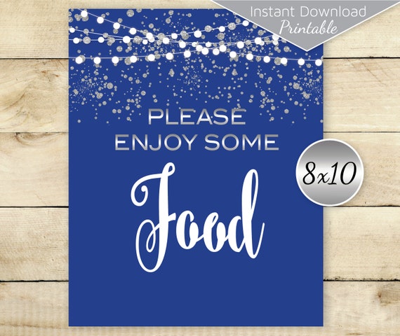 Food Table Sign 8x10 Royal Blue Faux Silver Confetti and | Etsy