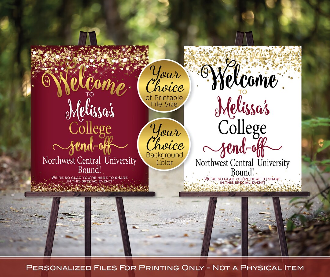 College Send off Party Personalized Welcome Sign Printable | Garnet and ...