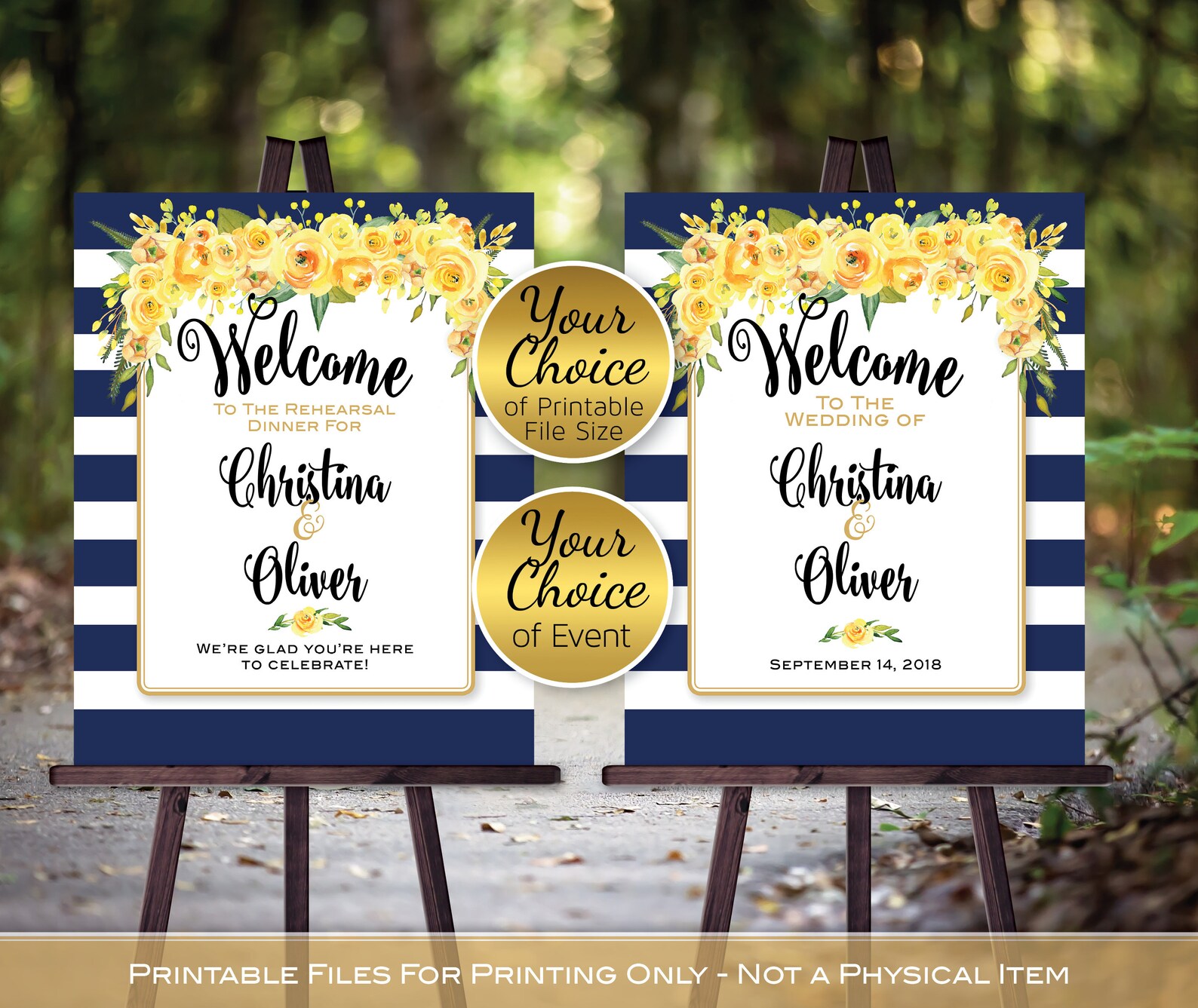 Wedding or Rehearsal Dinner Welcome Poster Printable Navy - Etsy
