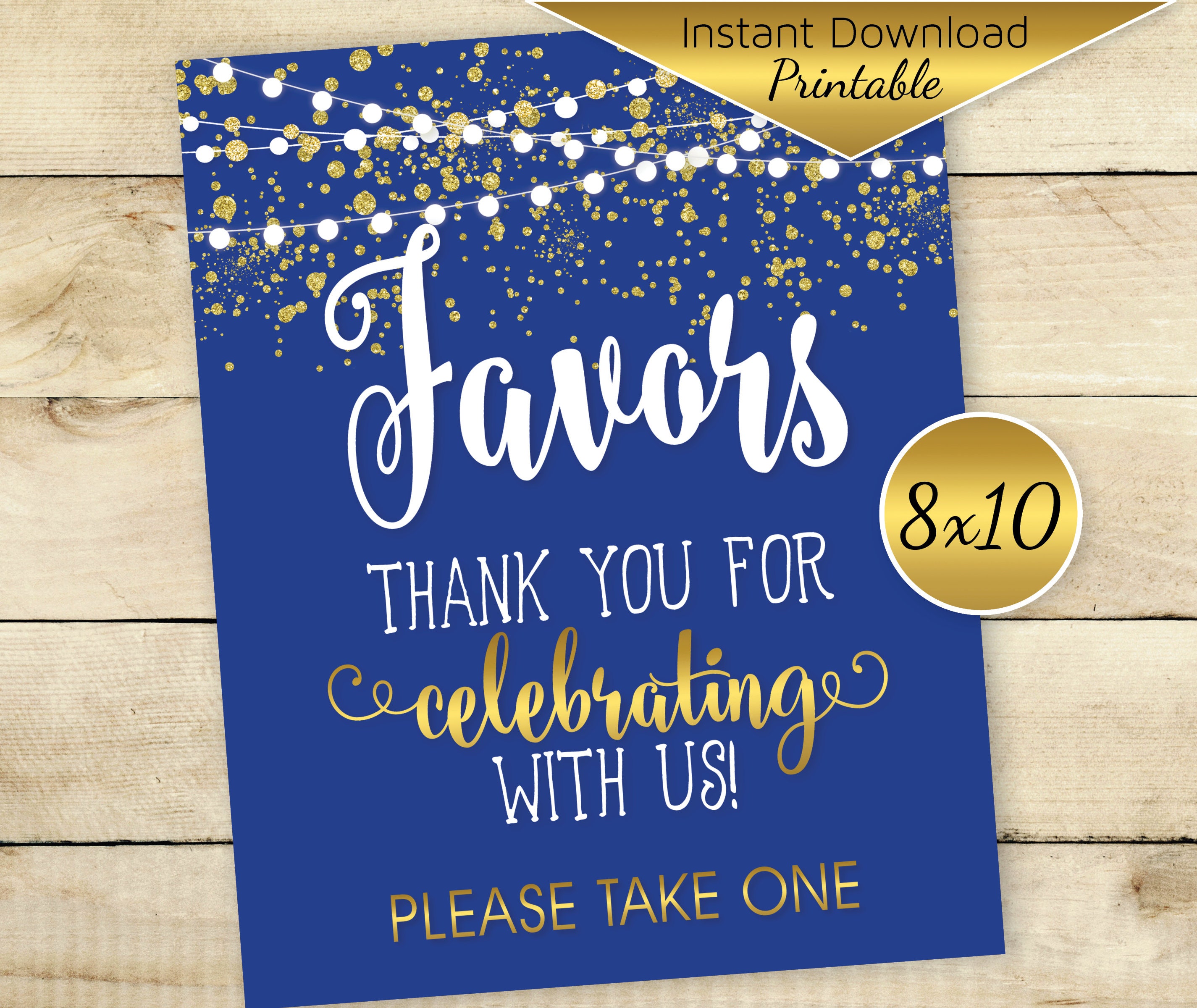 Party Favors Table Sign Birthday Printable 8x10 Royal Blue | Etsy