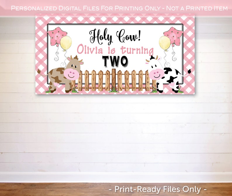 Holy Cow Birthday Party Backdrop Banner Printable 4x2 Feet - Etsy
