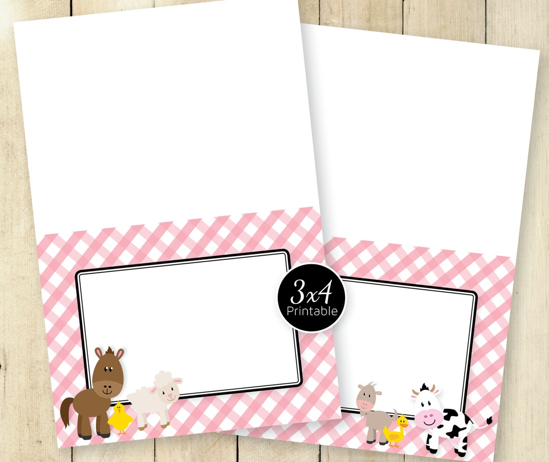 Printable Barnyard Menu Table Cards 3 X 4 When Folded Set of 2 Designs ...