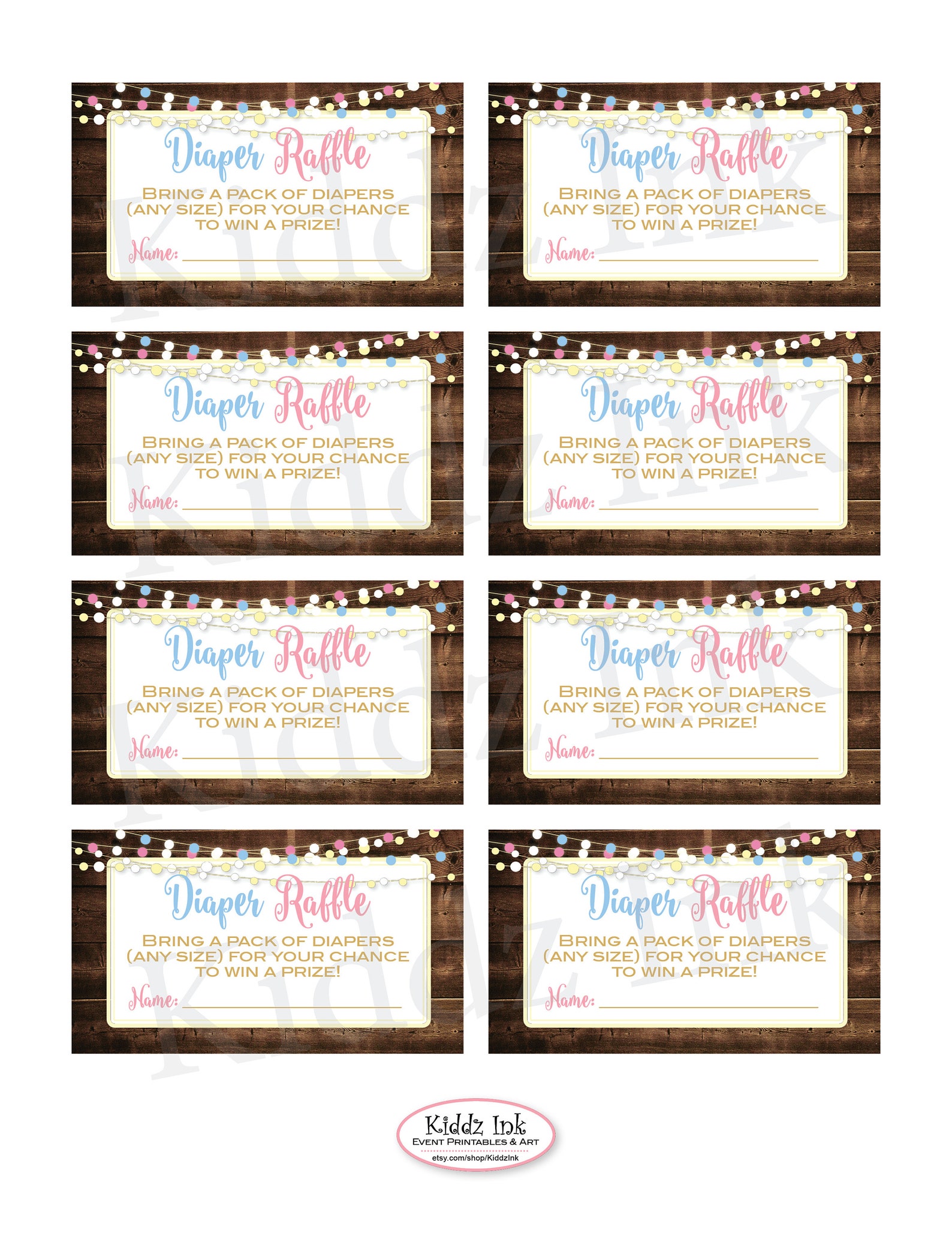 Diaper Raffle 8x10 Table Sign and Tickets Gender Reveal | Etsy