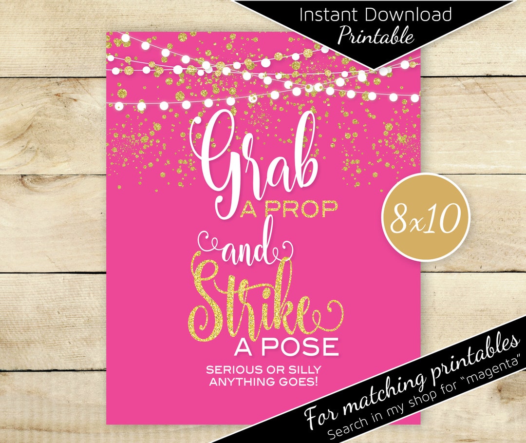 Grab a Prop and Strike a Pose Photo Table Sign 8x10 - Etsy