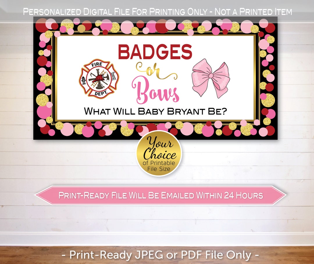 Badges or Bows Gender Reveal Backdrop JPEG or PDF File Red - Etsy
