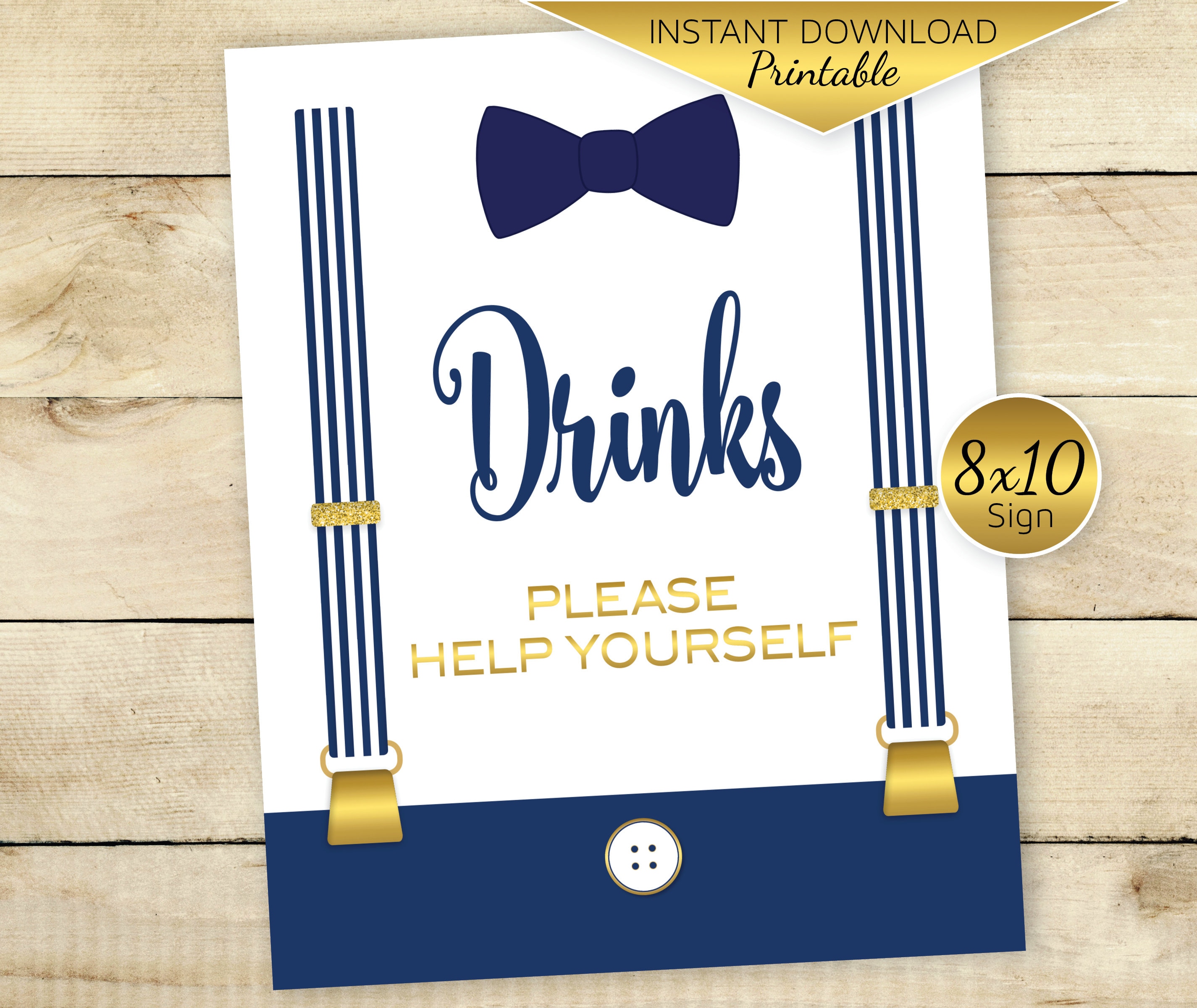 Drinks 8x10 Printable Sign for Little Man Baby Shower or Birthday in ...
