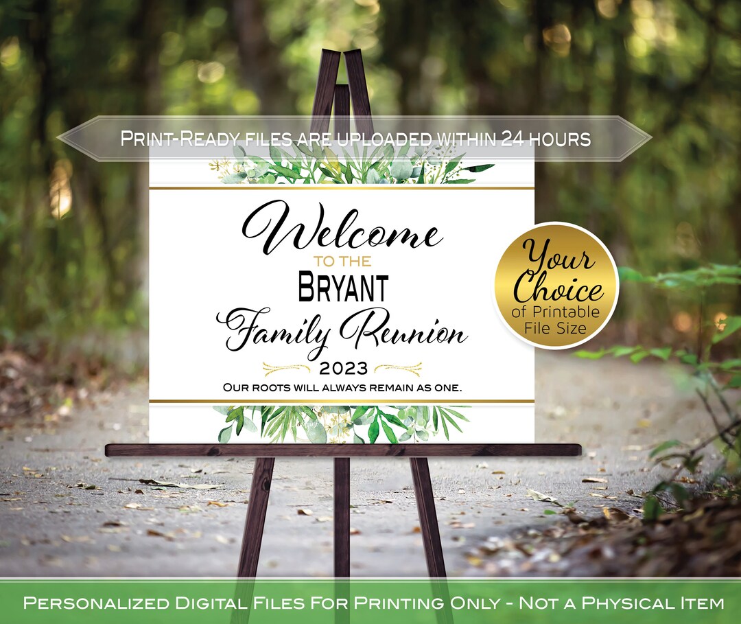 Family Reunion Personalized Welcome Print-ready Sign Greenery Branches ...