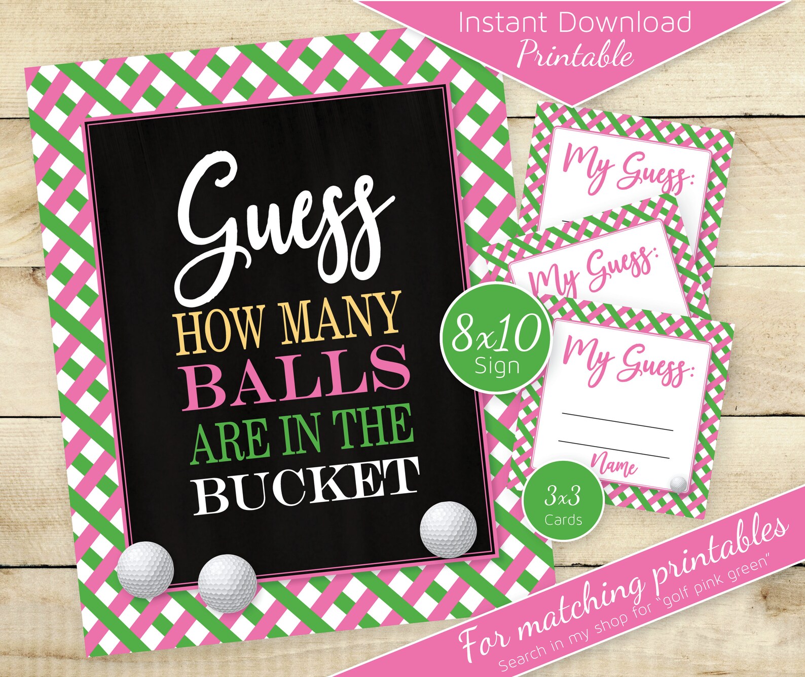 Golf Baby Shower Game: Guess How Many Balls Sign (instant Download) - Etsy