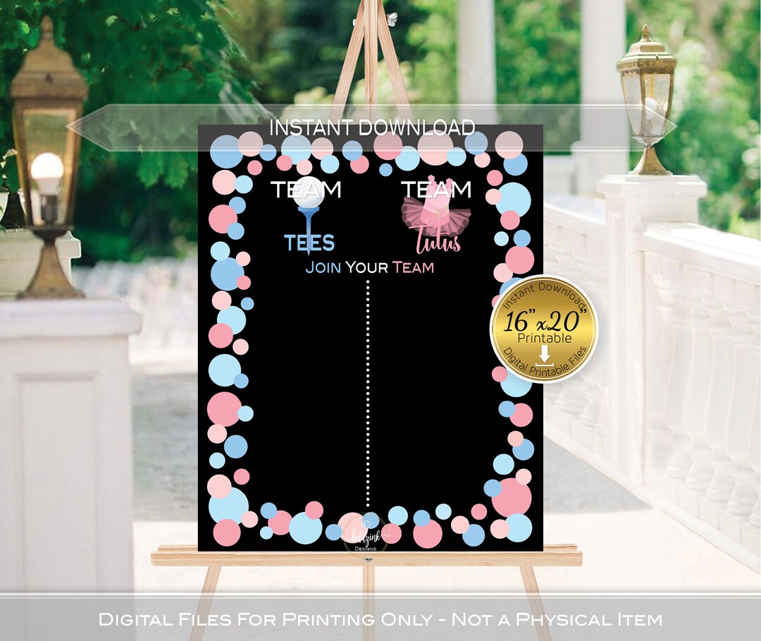 Team Tees or Team Tutus Gender Reveal Printable | Cast Your Vote | Boy ...