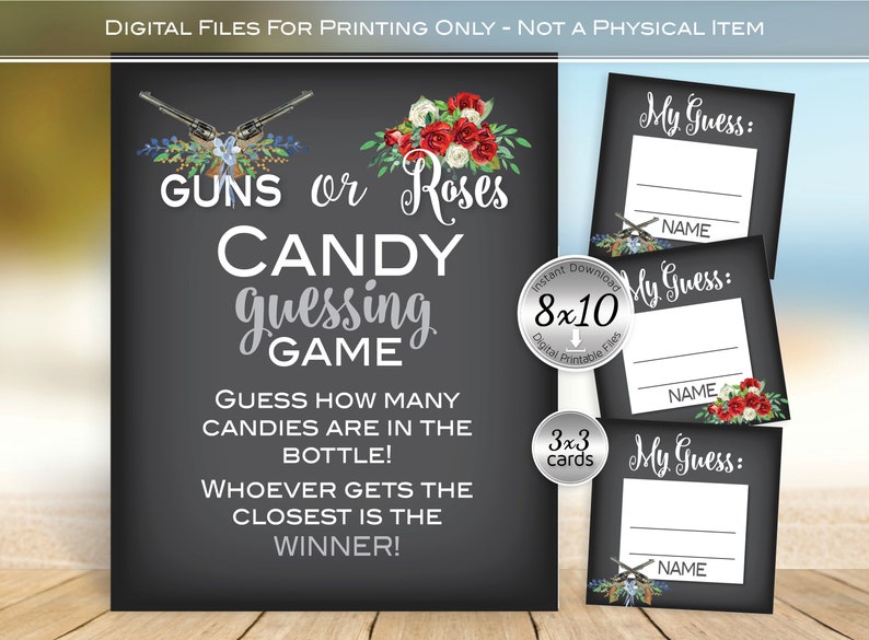 Candy Guessing Game 8x10 Table Sign and 3x3 Cards Gender | Etsy