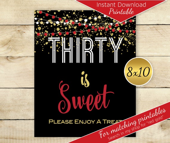Thirty is Sweet Enjoy a Treat 30th Birthday 8x10 Printable - Etsy