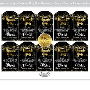 Thank You 2x3.5 Graduation Favor Tags | Personalized Printable | Gold ...